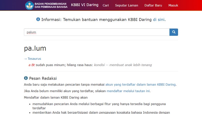 Kata 'Palum' Resmi Masuk KBBI, Apa Artinya? - ZONA LITERASI